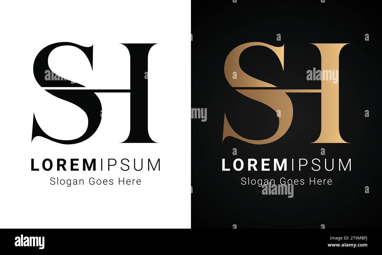 Luxury Initial SH or HS Monogram Text Letter Logo Design Stock Vector ...