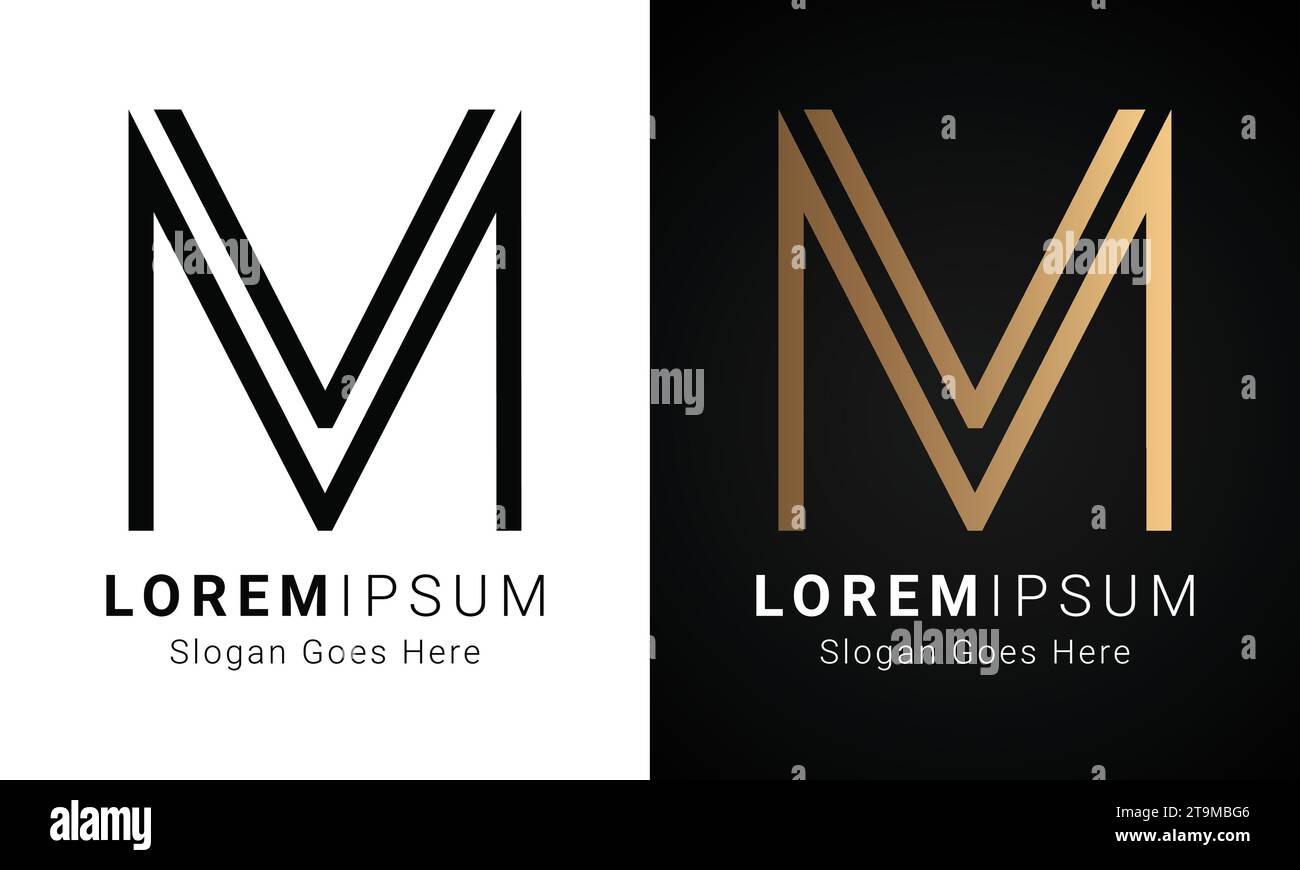 Luxury Initial VM or MV Monogram Text Letter Logo Design Stock Vector ...