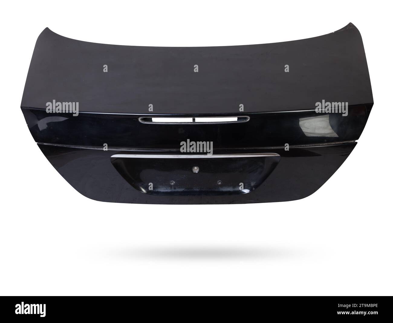 black metallic boot lid reverse side with stiffeners on a white ...