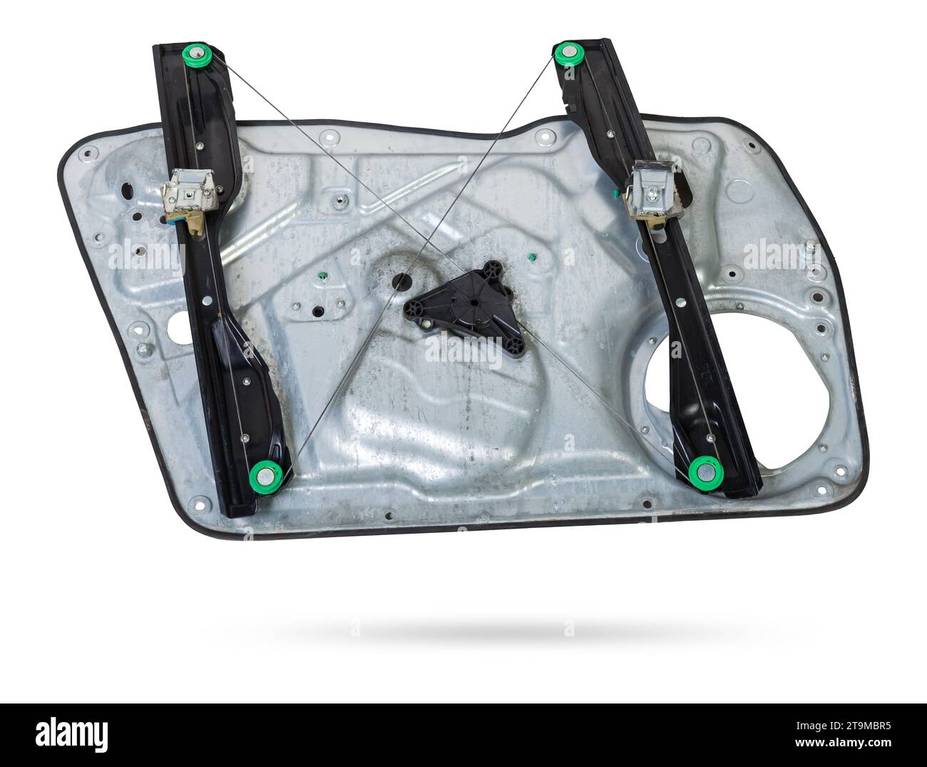 Electric window mechanism for a car on a white isolated background ...