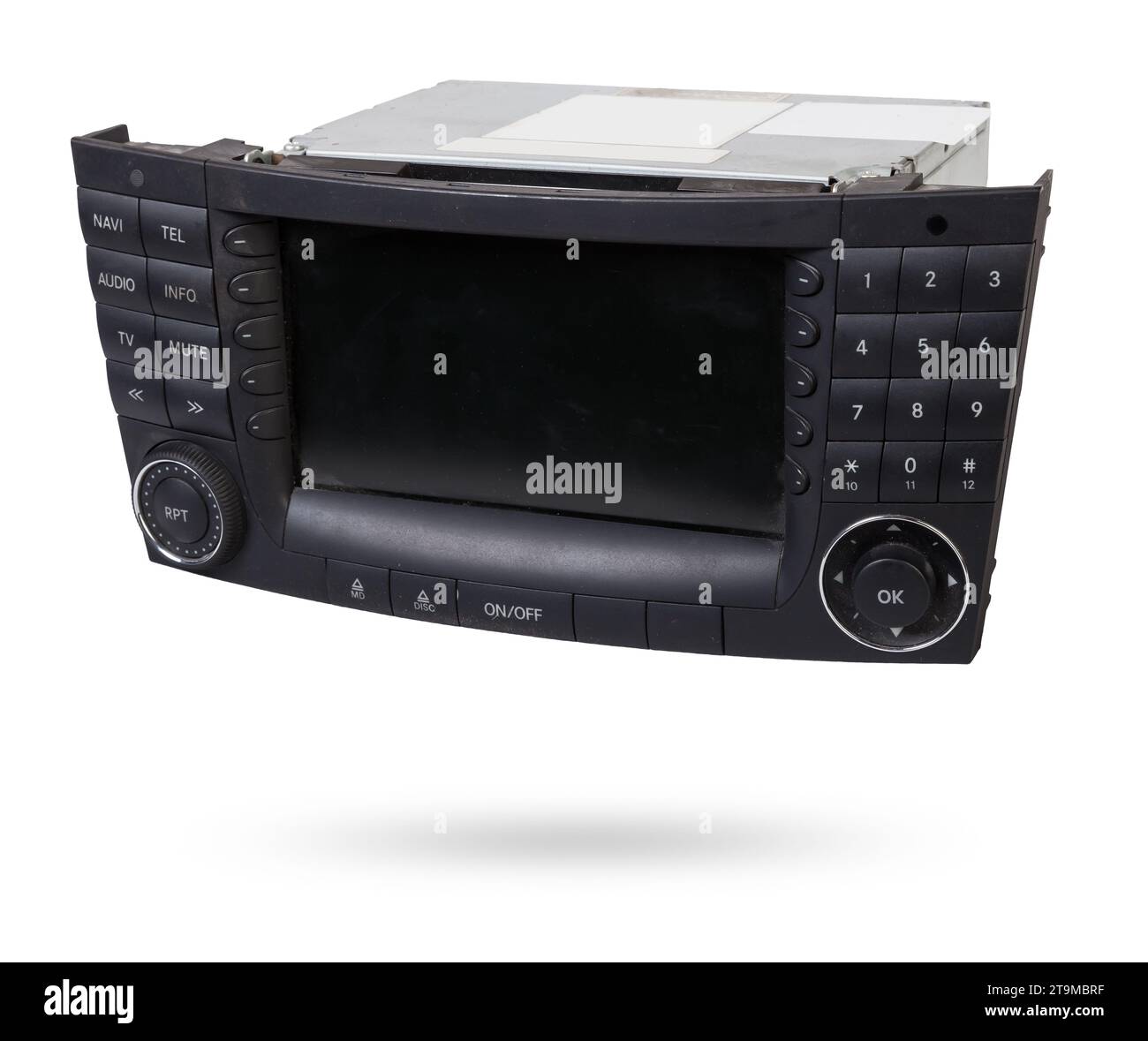 an audio system and a radio in gray and black plastic of car with cd ...