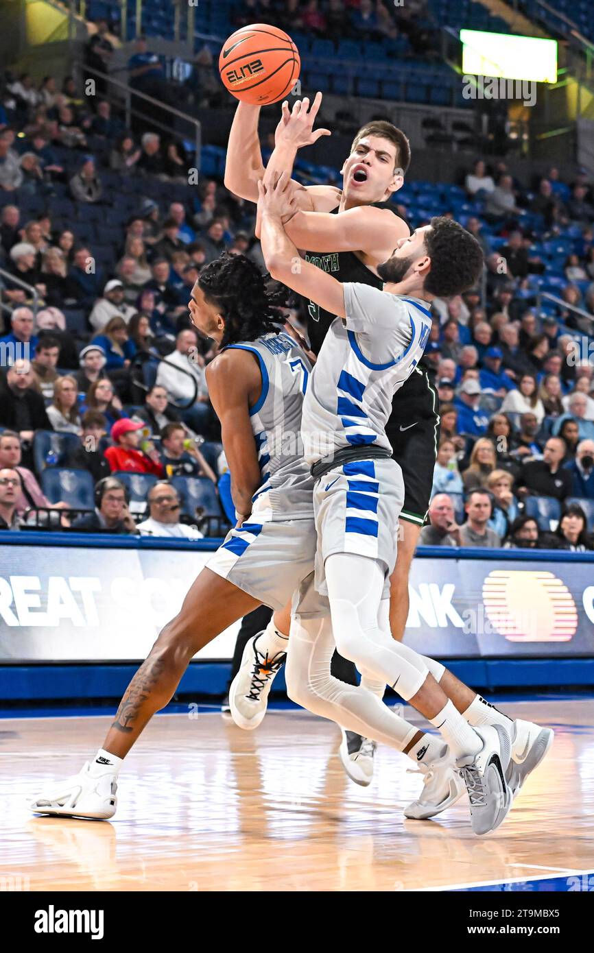 NOVEMBER 25, 2023: Dartmouth Big Green forward Dusan Neskovic (3) loses ...