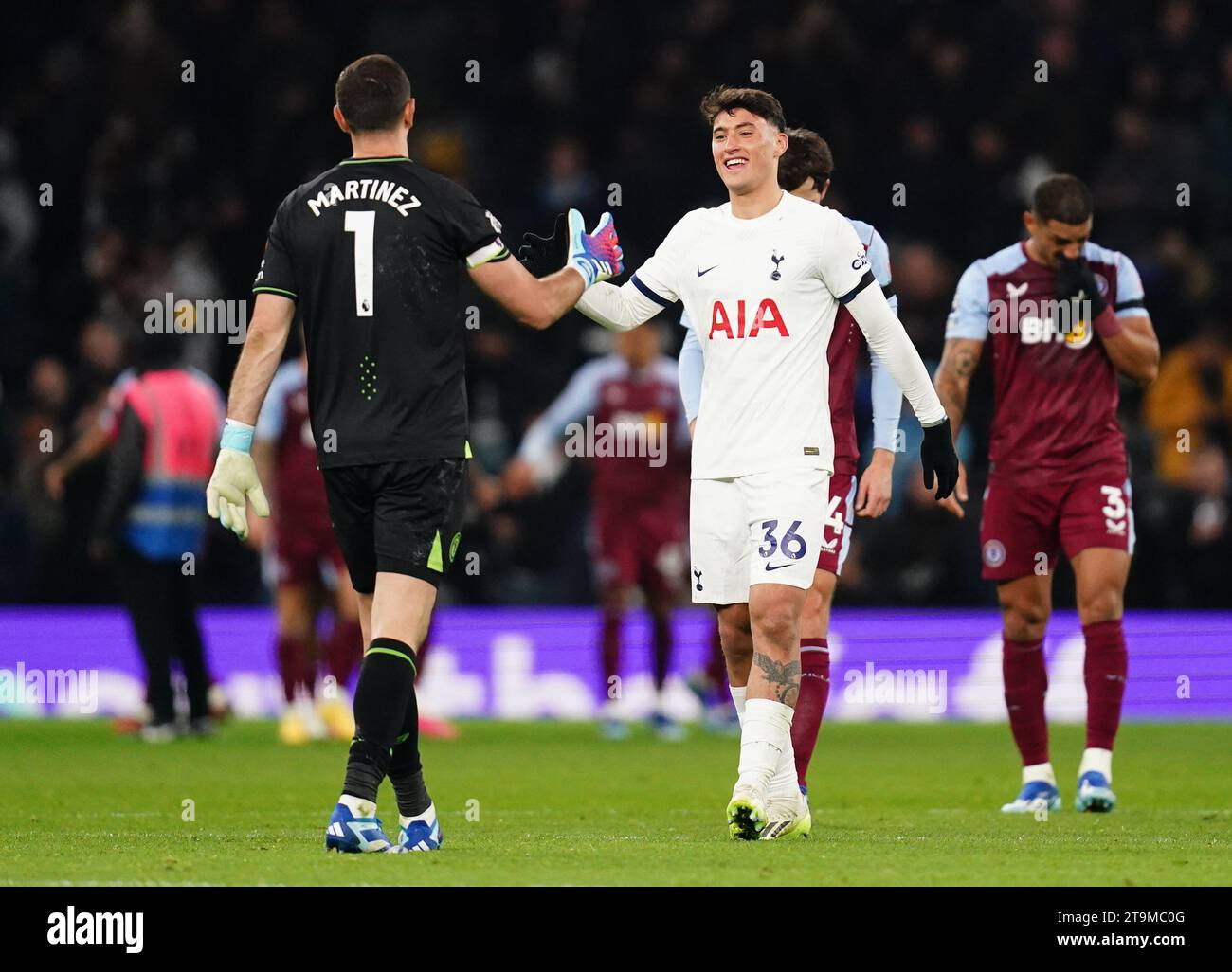 Aston Villa goalkeeper Emiliano Martinez and Tottenham Hotspur's Alejo ...