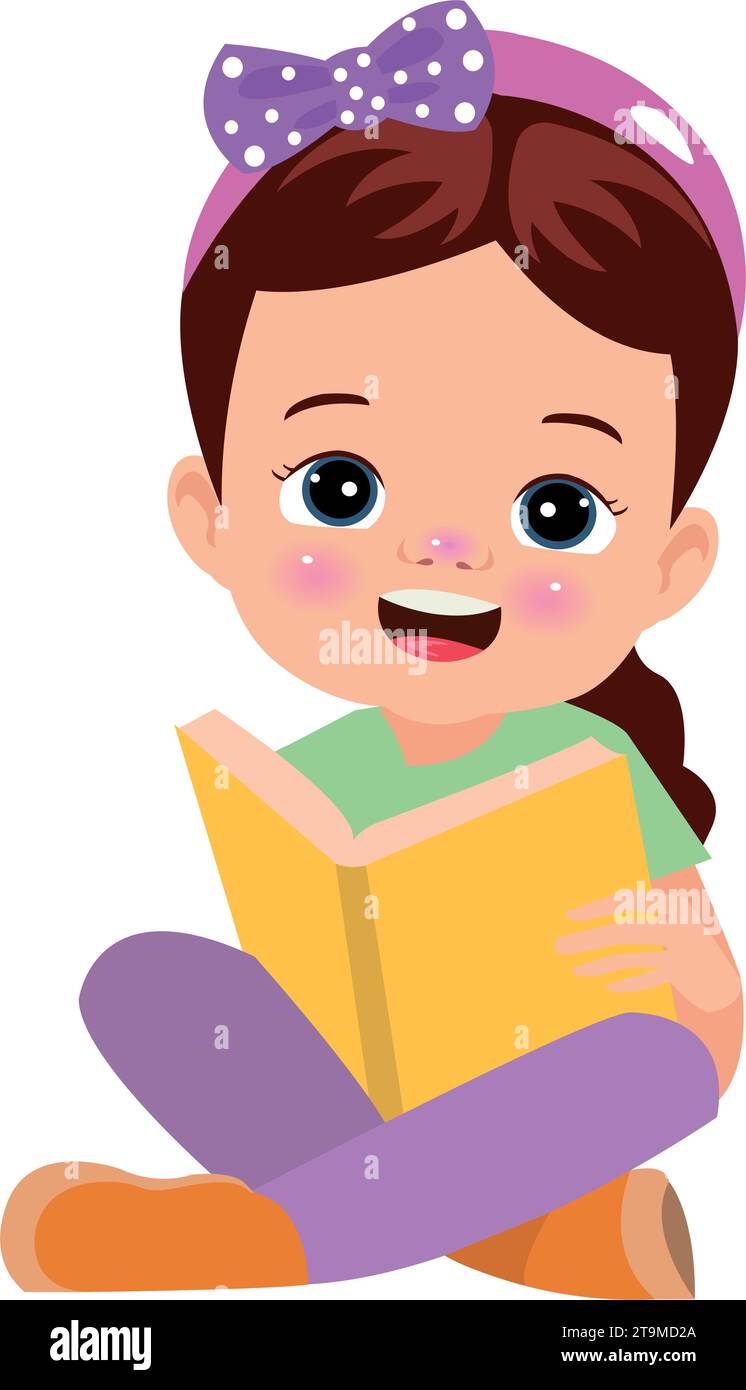 Cute Little boy reading book illustration Stock Vector Image & Art - Alamy