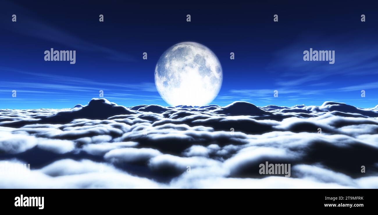 Moonlight through clouds illustration hi-res stock photography and ...