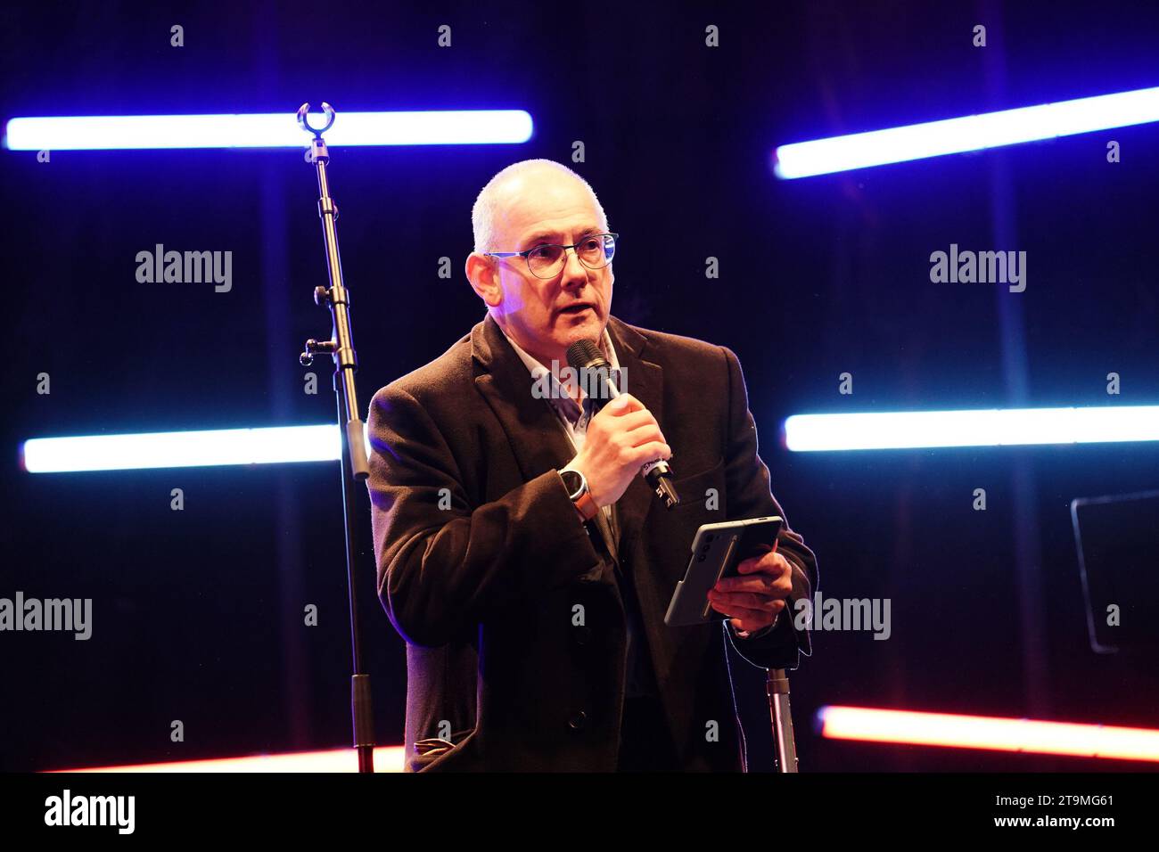 Robert Halfon the Conservative MP for Harlow speaks at a rally against ...