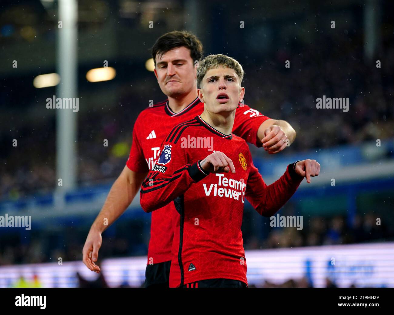 Manchester United's Alejandro Garnacho (right) celebrates after scoring ...
