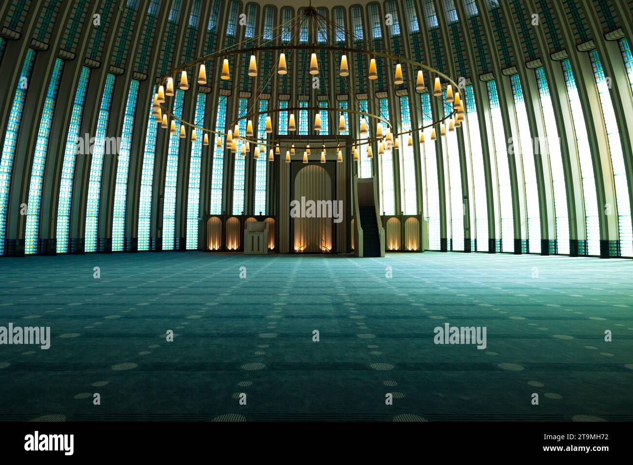 Minbar and mihrab of Ali Kuscu Mosque in Istanbul Airport. Modern ...