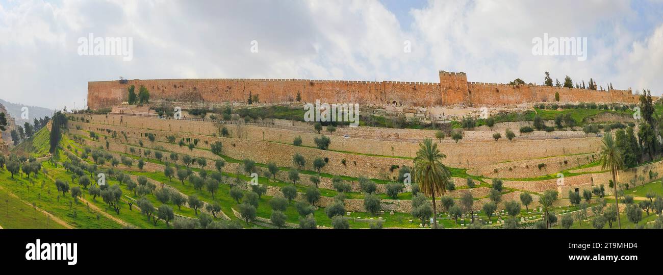 Jerusalem Landscape with Wailing Wall and Panoramic Skyline Stock Photo ...