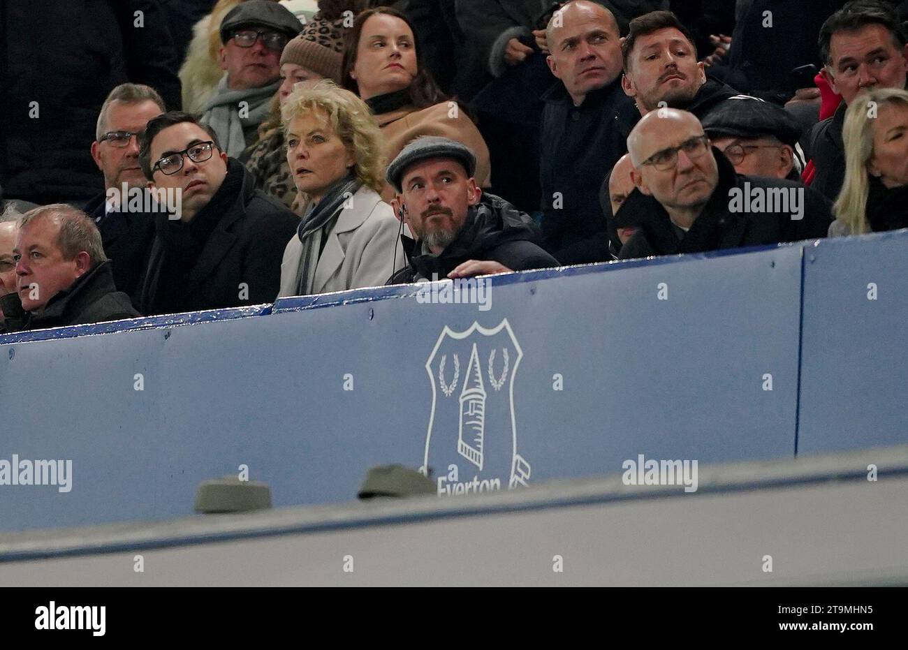 Manchester United manager Erik ten Hag (centre) in the Director's box ...