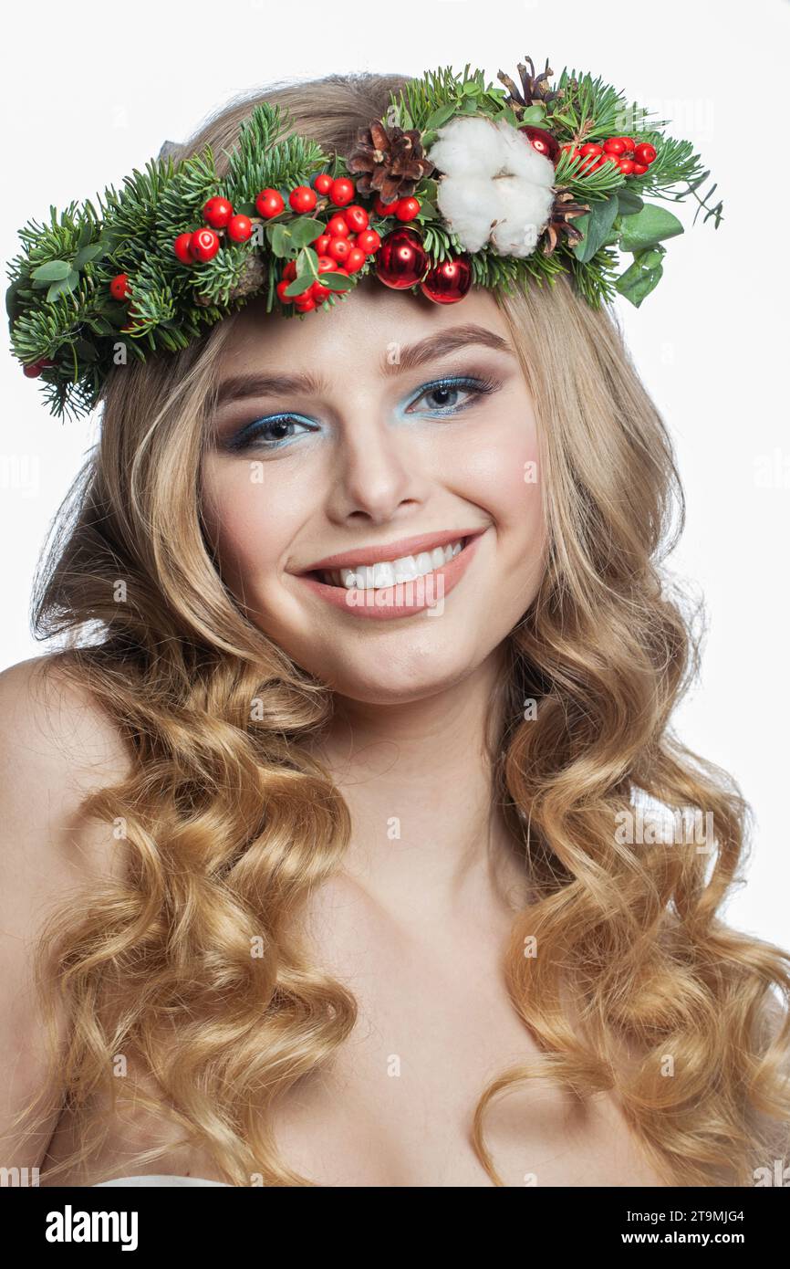 Magnificent woman with cute smile. Good-looking female model with long ...