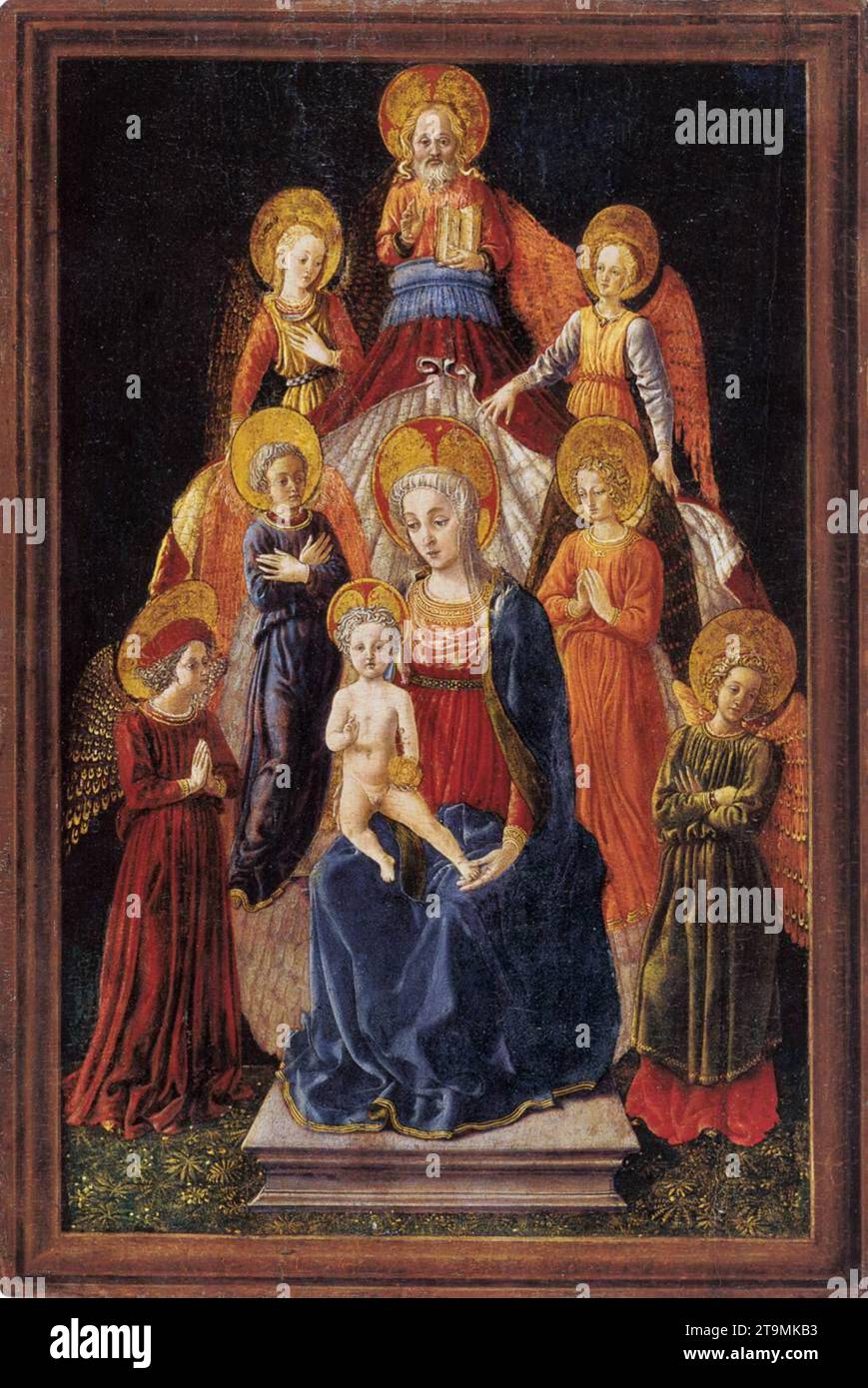 Madonna and Child with Six Angels 1440s by Master Of Pratovecchio Stock ...