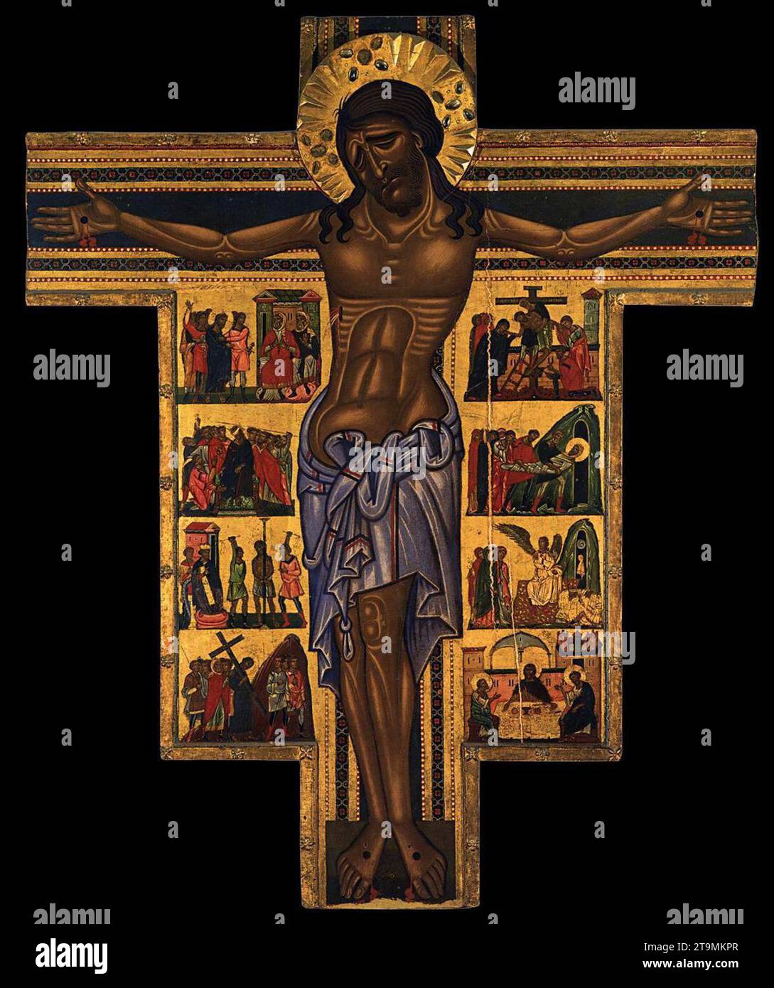 Crucifix with scenes from Calvary 1240-45 by Master Of San Francesco ...