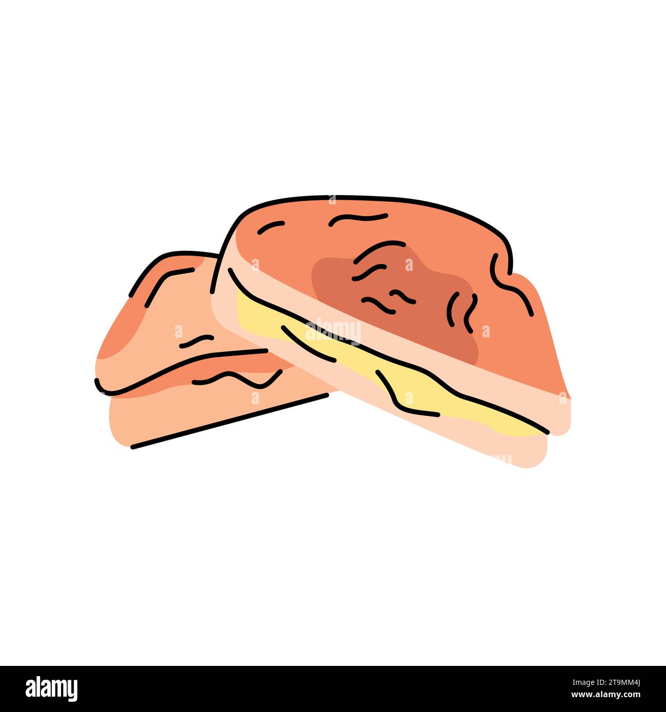 Cheese sandwich color element. Cartoon street food. Isolated vector ...