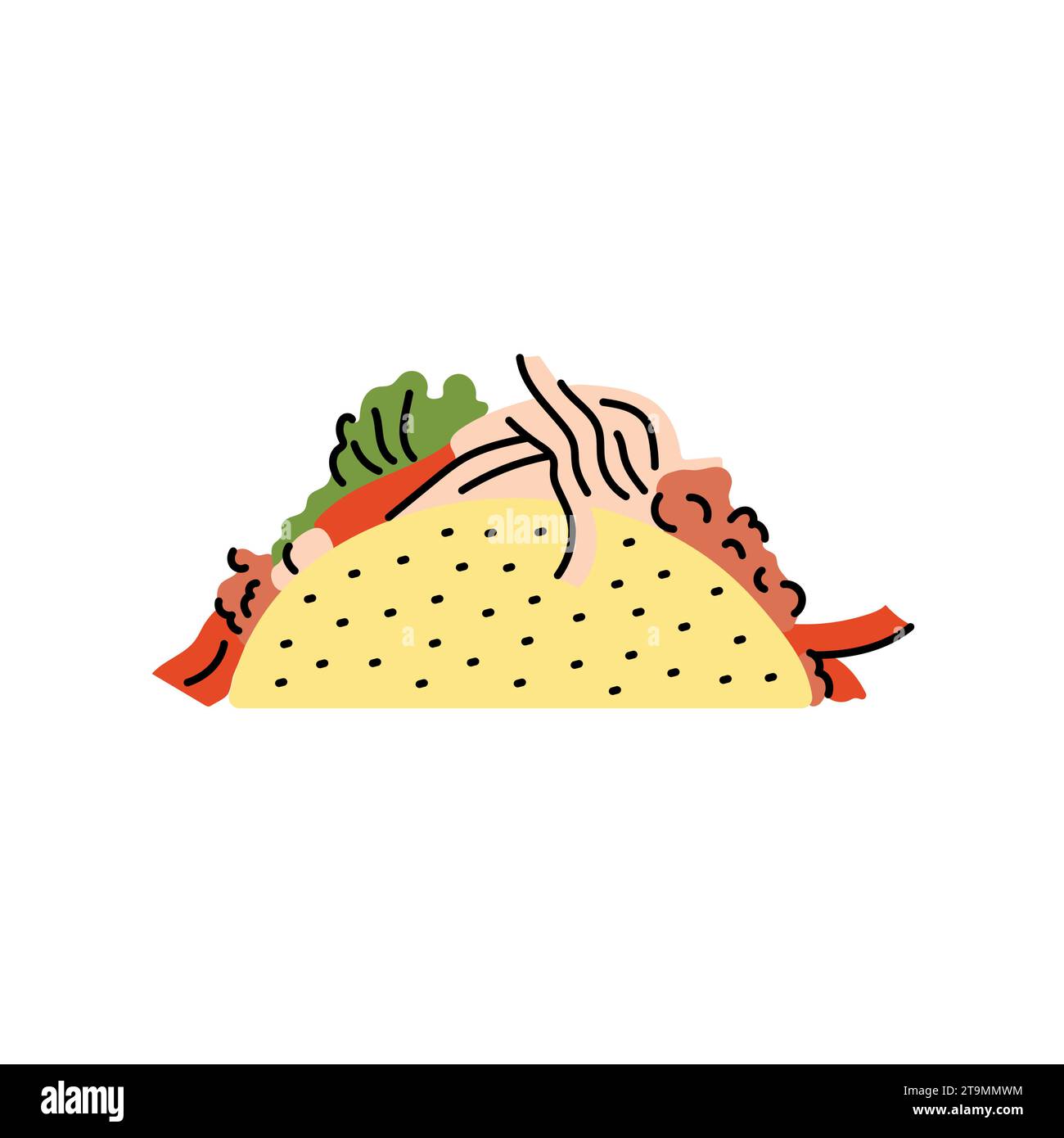Taco color element. Cartoon street food. Isolated vector illustration ...