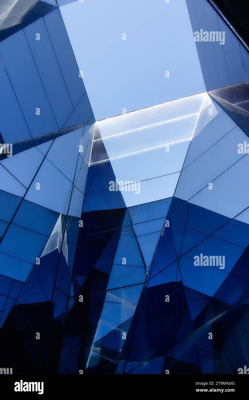 An architectural structure featuring a contemporary design, with blue ...