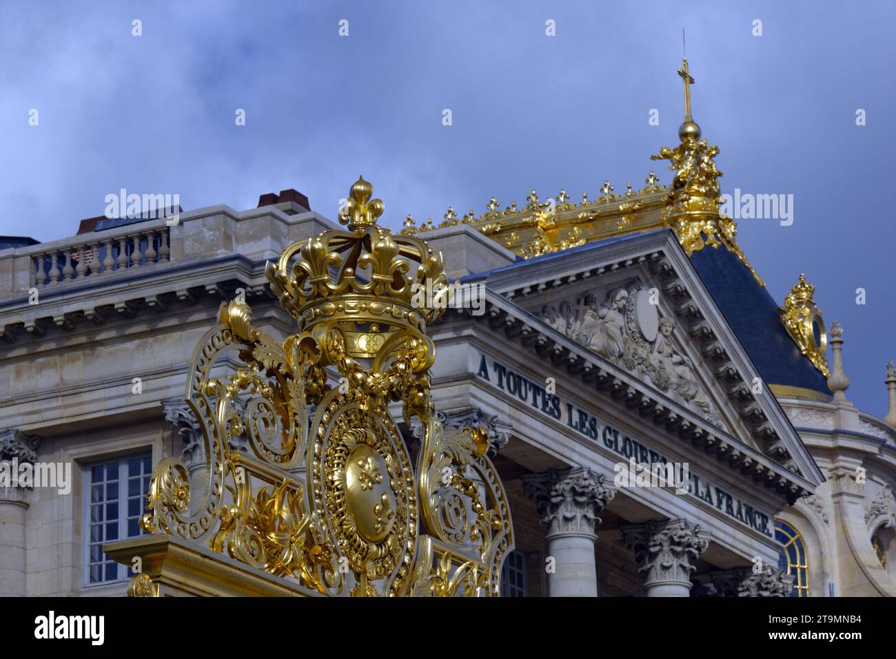 The Royal Chapel, part of the front aspect of the Palace of Versailles ...