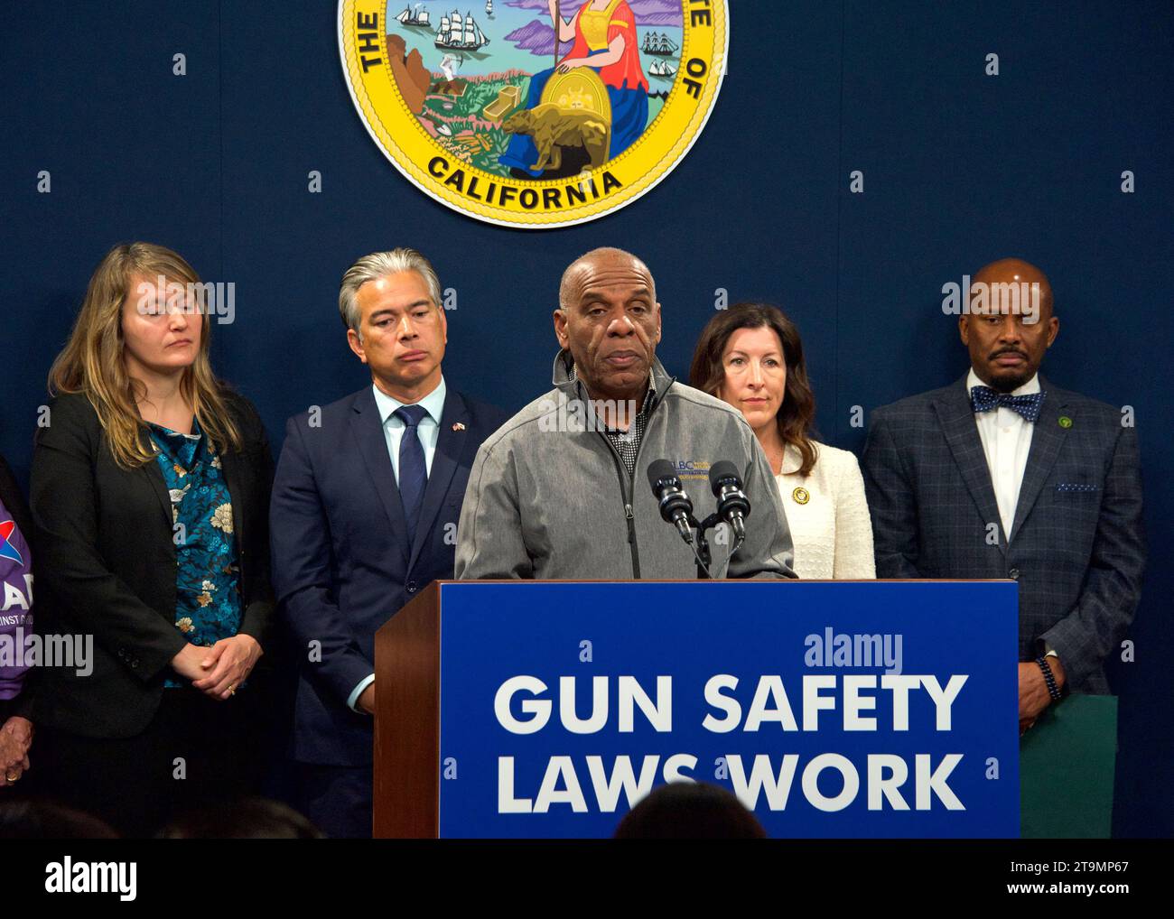 Sacramento, CA - Feb 1, 2023: State Senator Steven Bradford speaking at ...