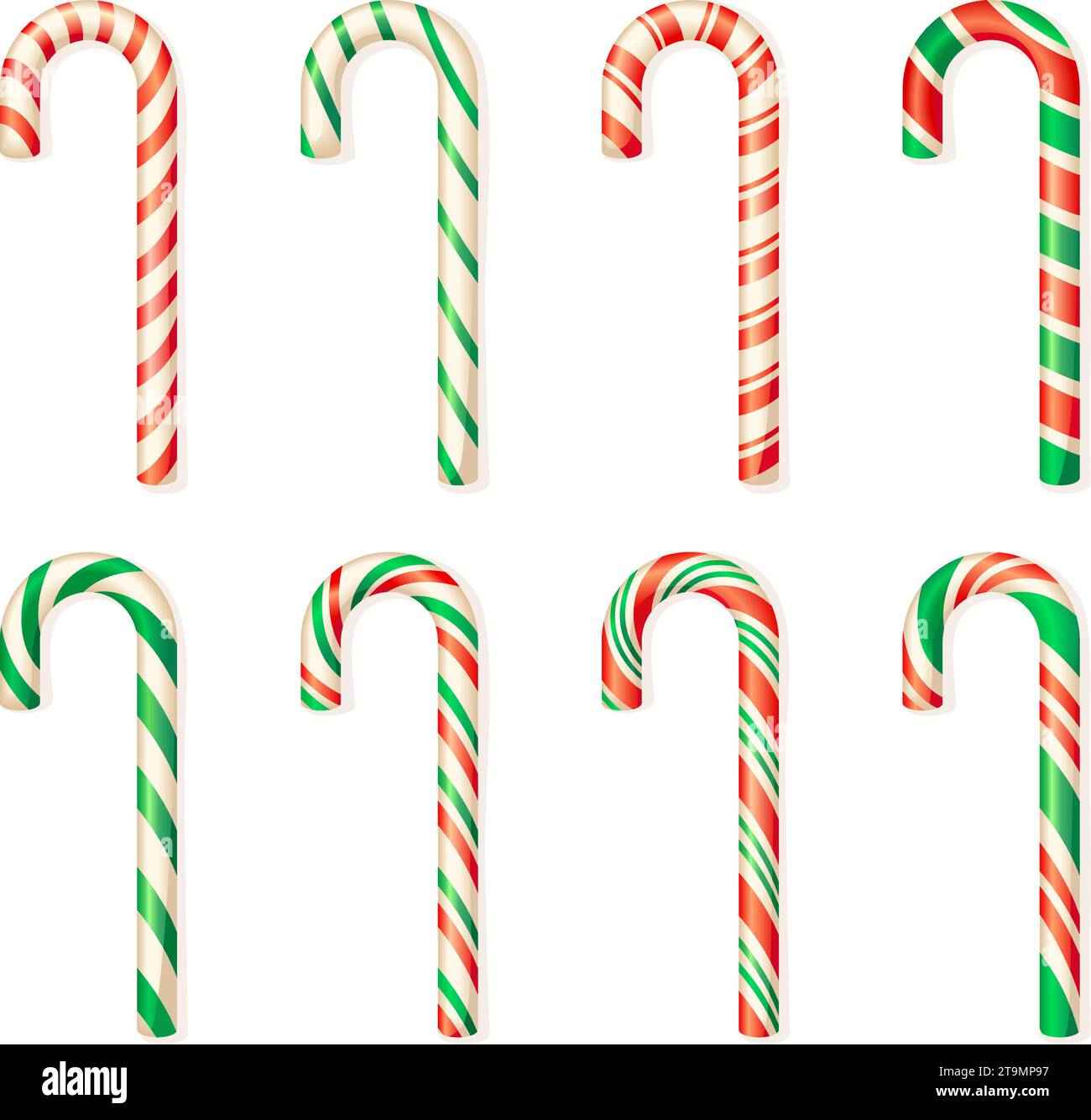 Christmas confection. Candy cane sticks, isolated sugar lollipop ...