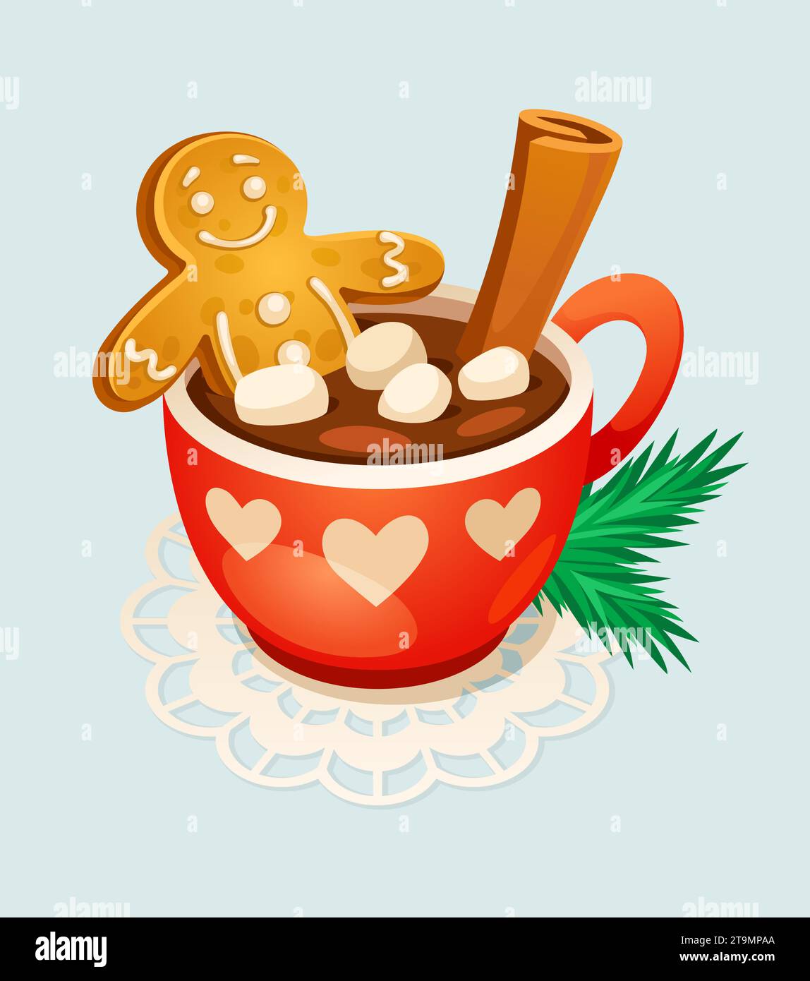 Gingerbread man in cup. Gingerbreads funny men relax at coffee mug with ...