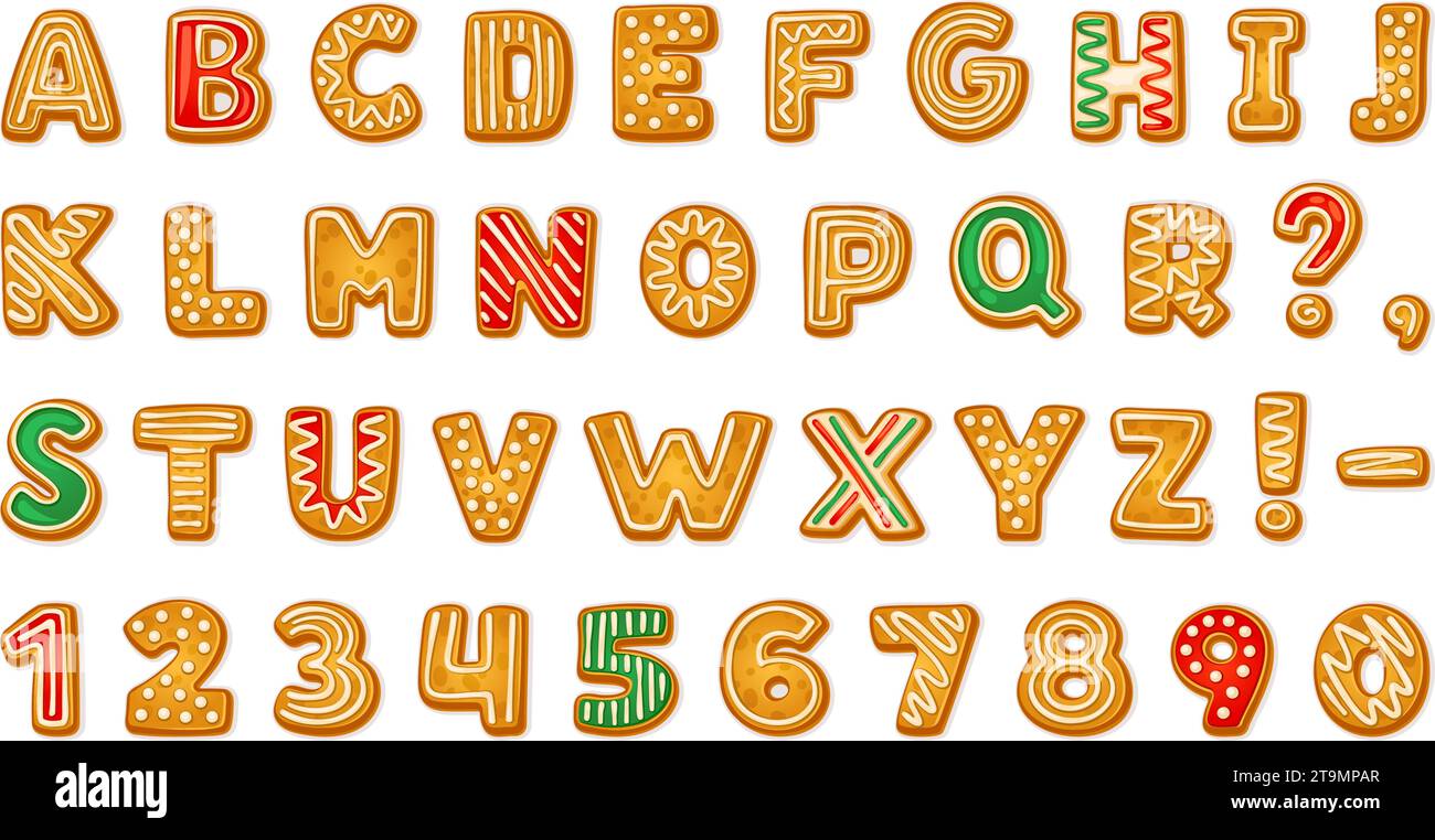 Gingerbread alphabet. Biscuit letters and numbers text communication ...