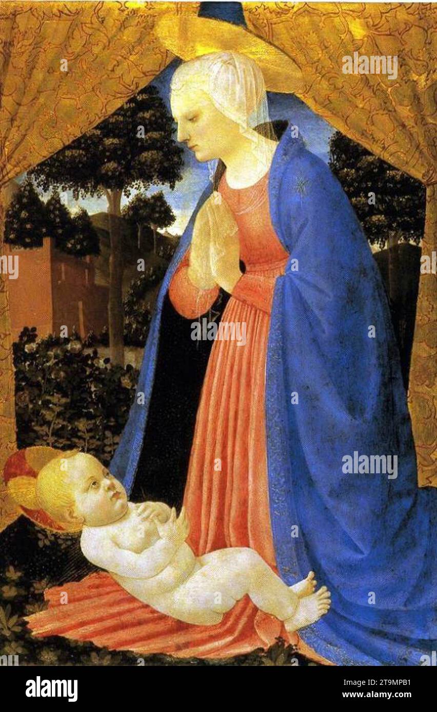 Madonna Adoring the Infant Christ - by Master Of The Castello Nativity ...