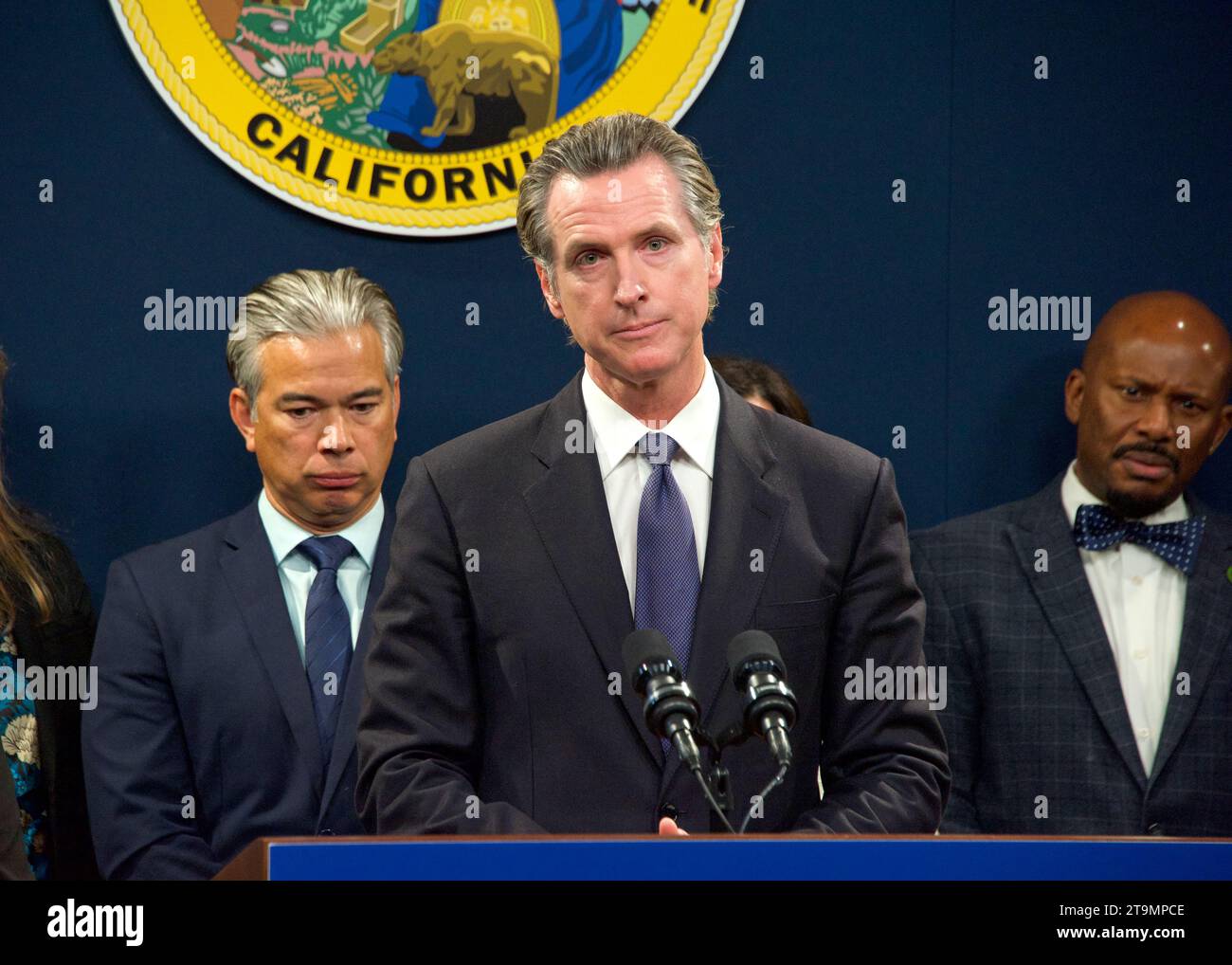 Sacramento, CA - Feb 1, 2023: Governor Gavin Newsom speaking at a Gun ...