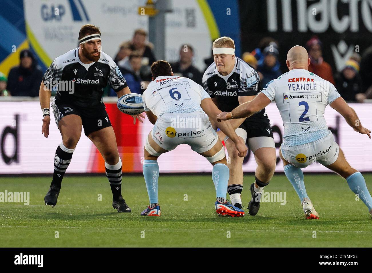 Newcastle, UK. 20th Oct, 2023. Eduardo Bello of Newcastle Falcons takes ...