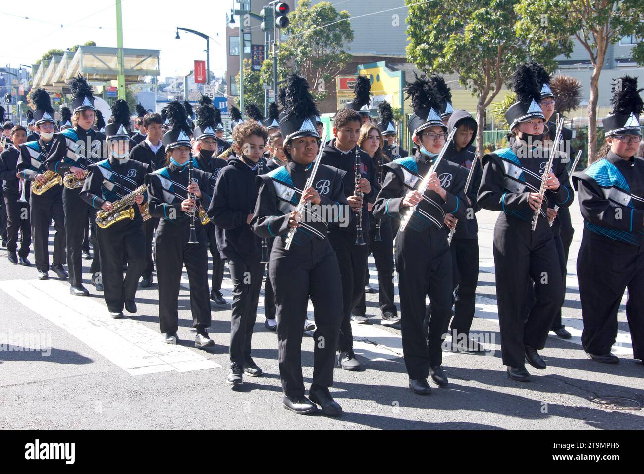 San Francisco, CA - Feb 18, 2023: Phillip Burton HIgh School Puma Band ...