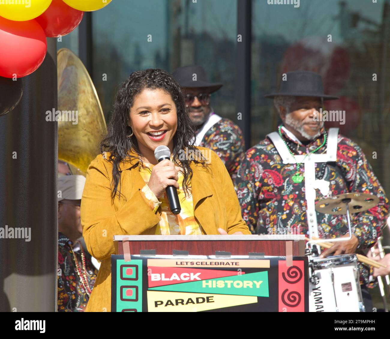 San Francisco, CA - Feb 18, 2023: Mayor London Breed speaking at the ...