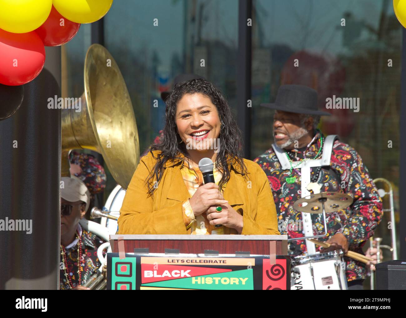 San Francisco, CA - Feb 18, 2023: Mayor London Breed speaking at the ...