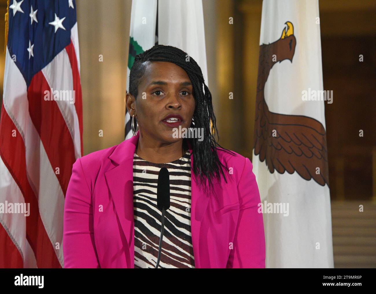 San Francisco, CA - March 8, 2023: Kimberly Ellis speaking at the ...