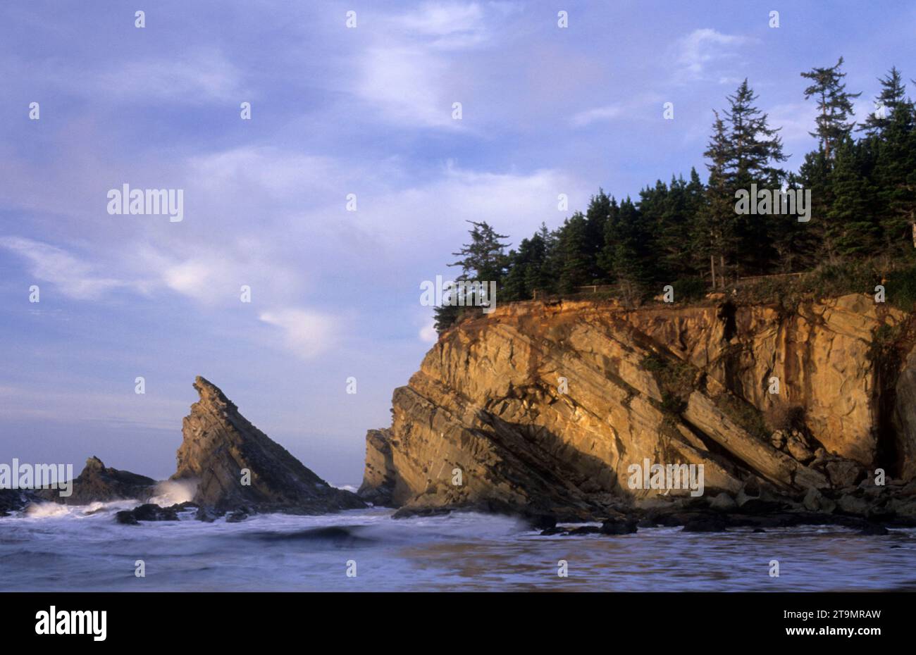 Simpson Beach cliffs, Shore Acres State Park, Oregon Stock Photo - Alamy