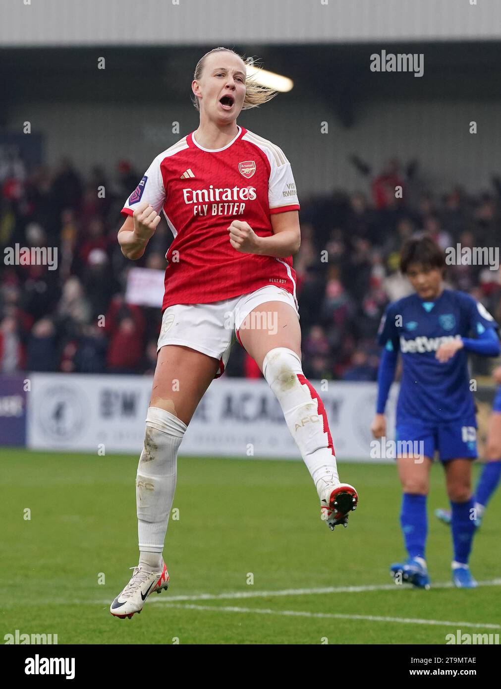 Arsenal's Beth Mead celebrates scoring their side's second goal of the ...