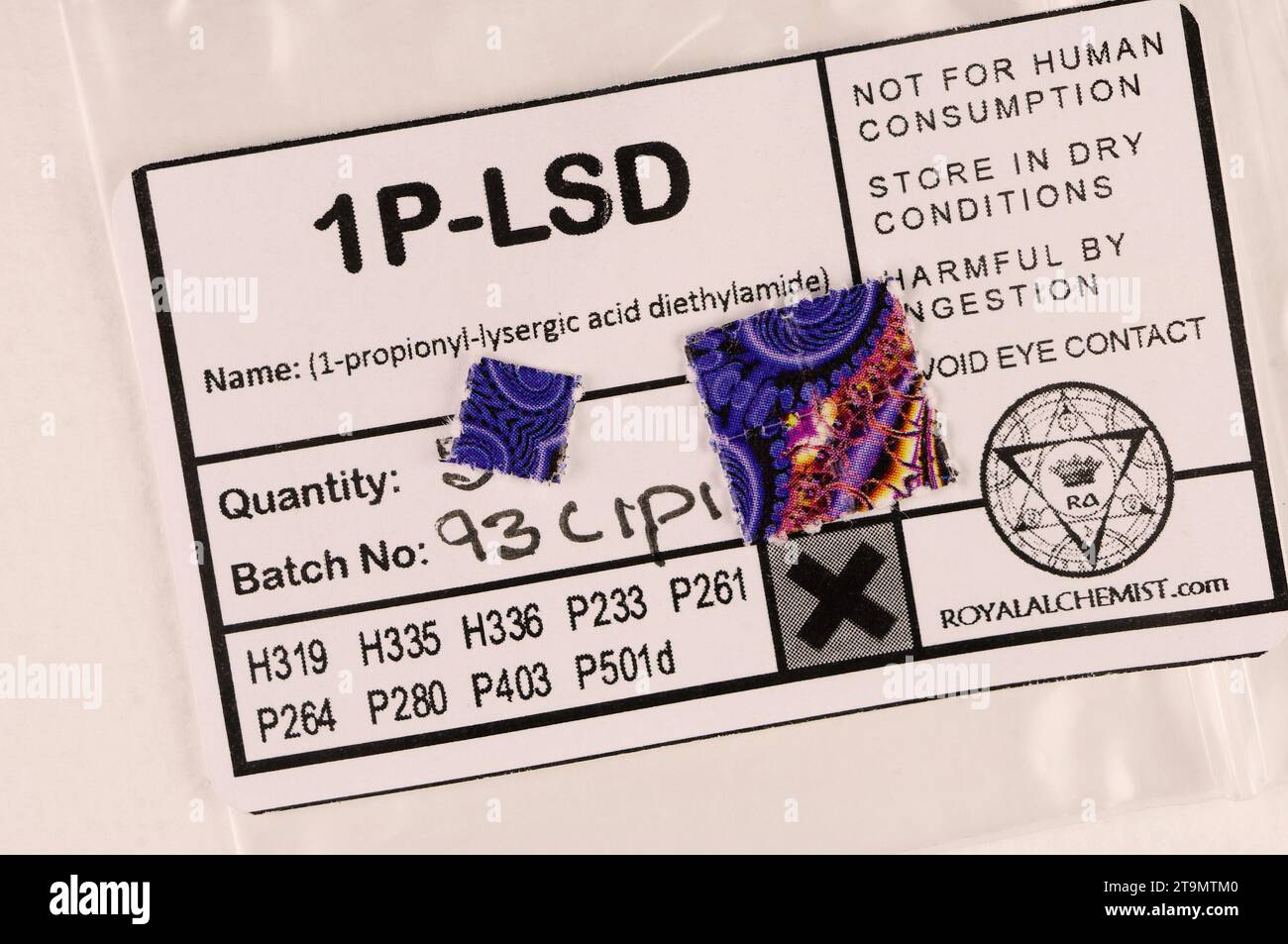 1P-LSD (1-propionyl-lysergic acid diethylamide) - LSD analogue - Blotter Acid Stock Photo - Alamy