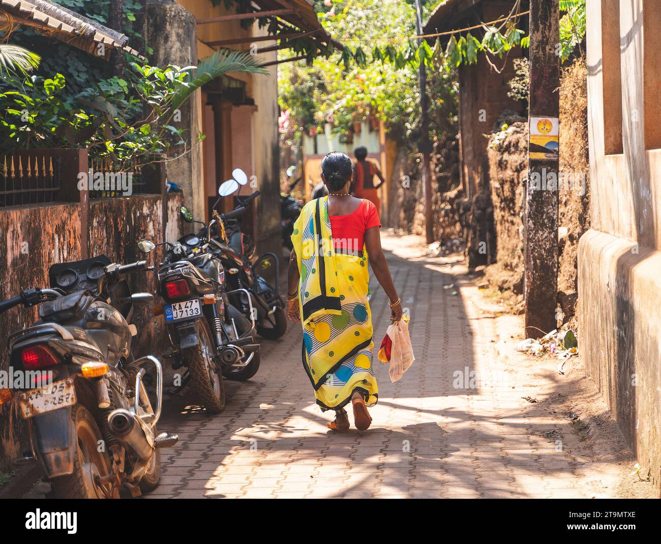 Gokarna, India - February 21, 2023 - Morning in Gokarna, rear view of ...