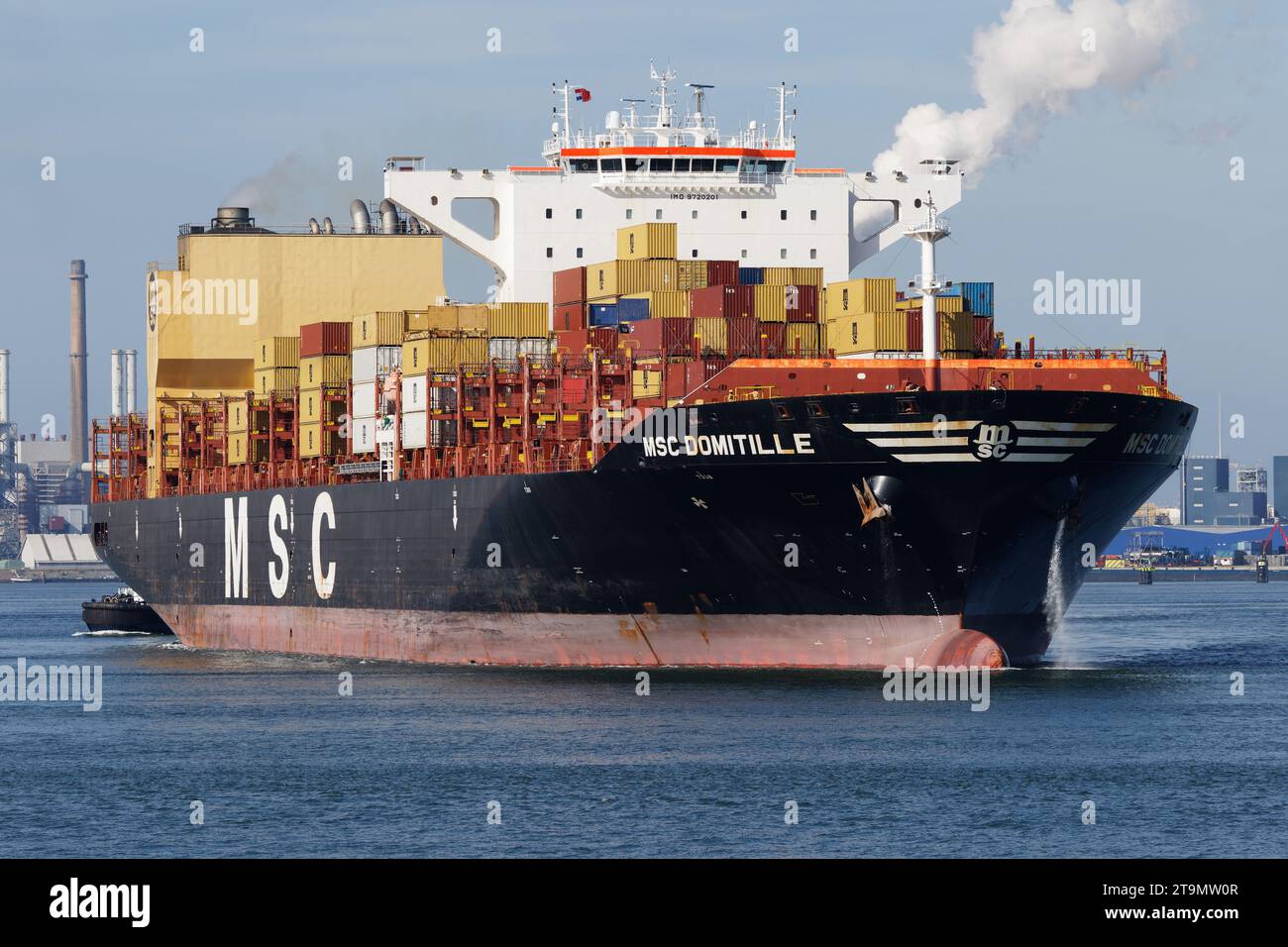 The container ship MSC Domitille leaves the port of Rotterdam on ...