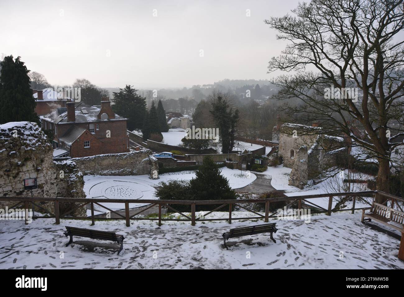 Guildford castle grounds in the snow Stock Photo - Alamy
