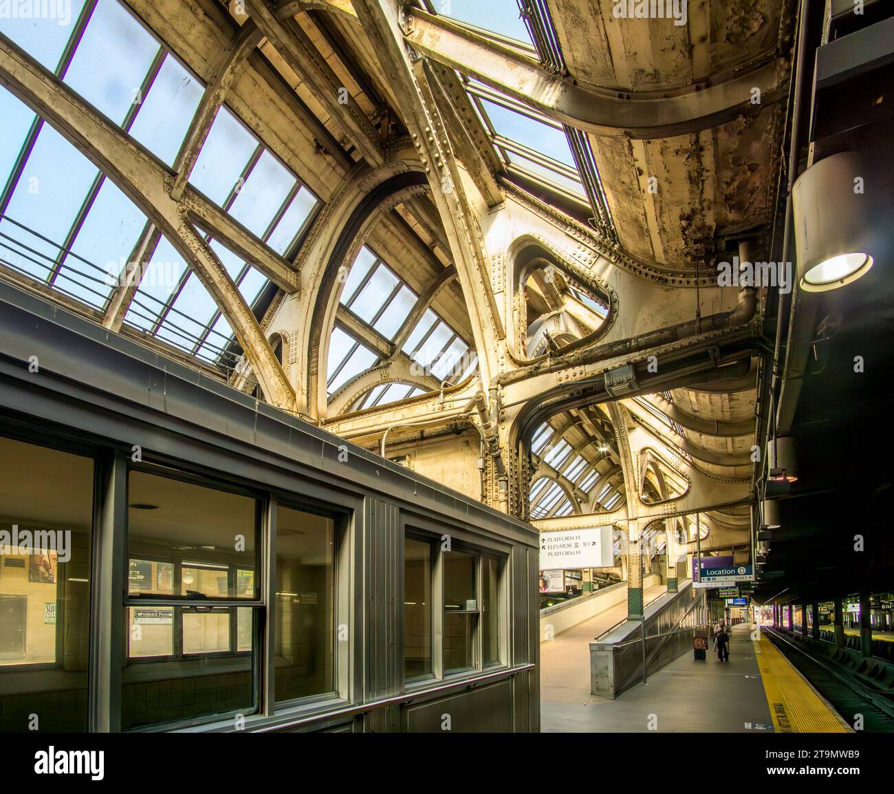 Newark, NJ – US – Nov 12, 2023 Landscape view of travelers on Platform ...