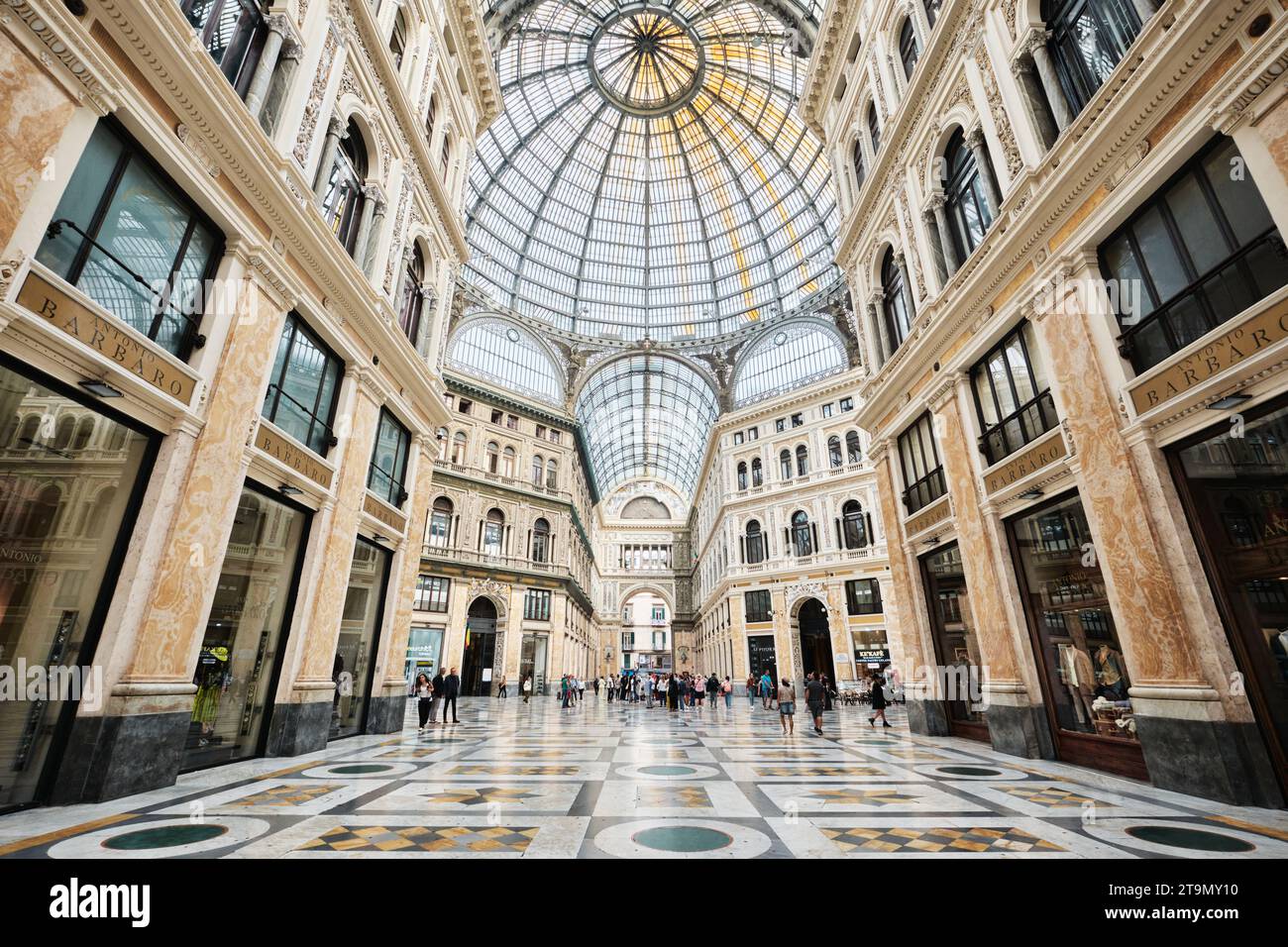 Naples, Italy - November 8 2023: Interior view of Galleria Umberto I, a public shopping gallery ...