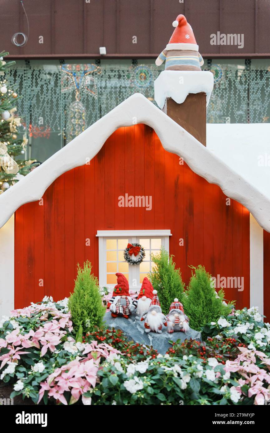 A festive Christmas scene featuring a playful Santa Clause and his ...