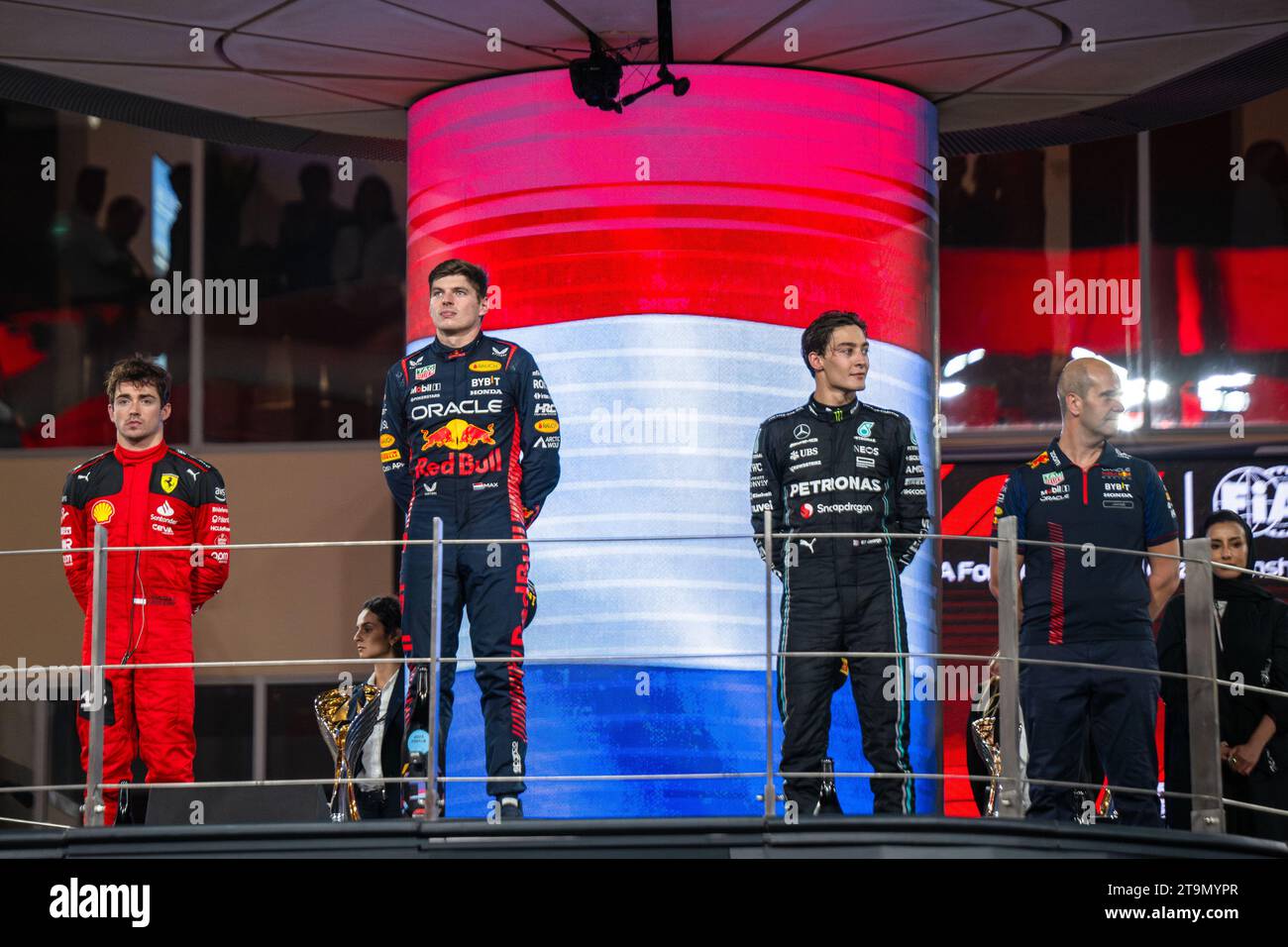 ABU DHABI,UAE. 26TH NOV 2023. WINNER PODIUM. AHMAD ALSHEHAB/Alamy Live ...