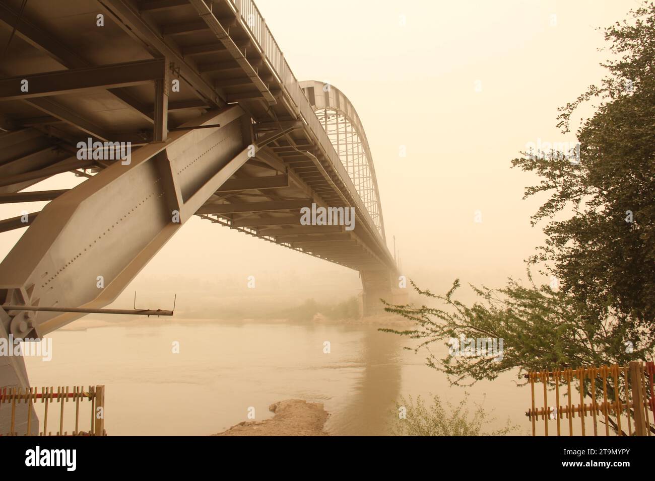 Ahvaz's White Bridge, a graceful silhouette in the mystical haze ...