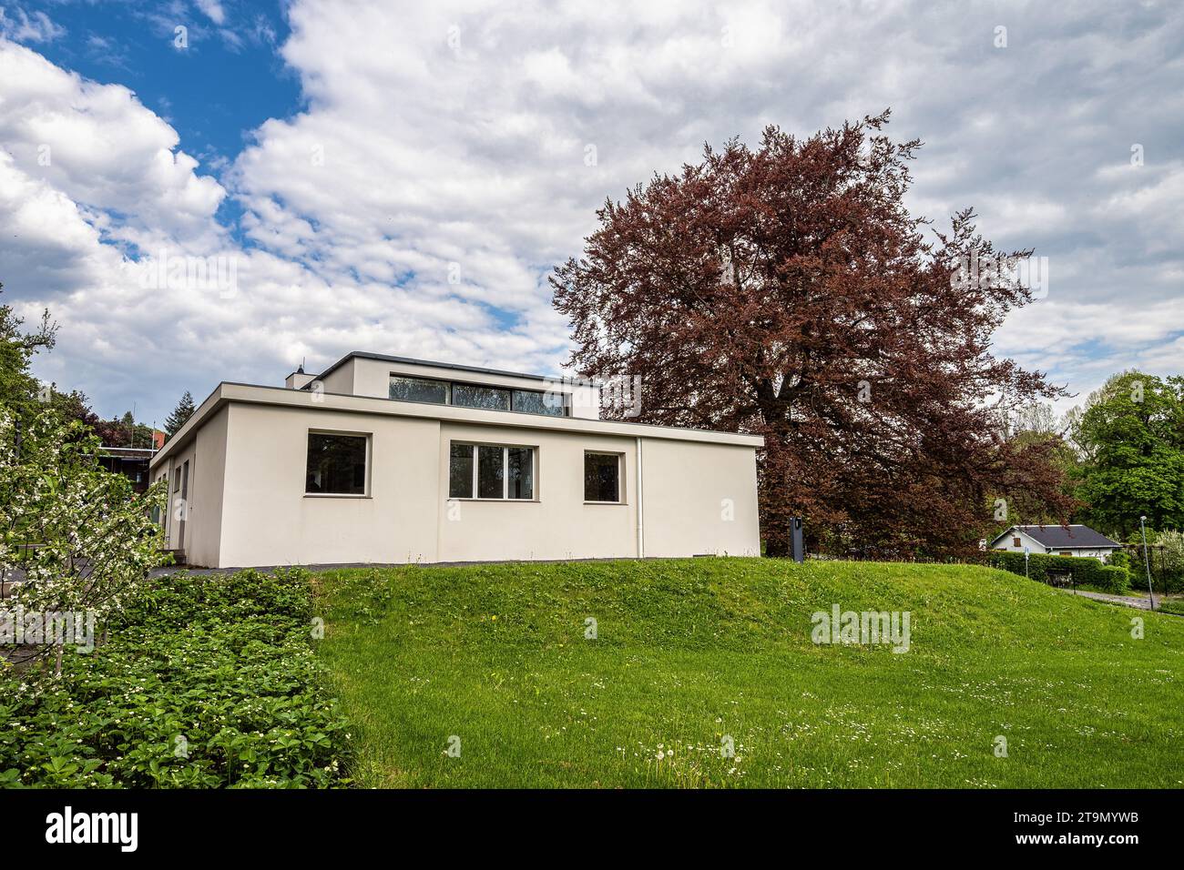 Haus am Horn building in Weimar, Germany with grass lawn. Haus am Horn ...