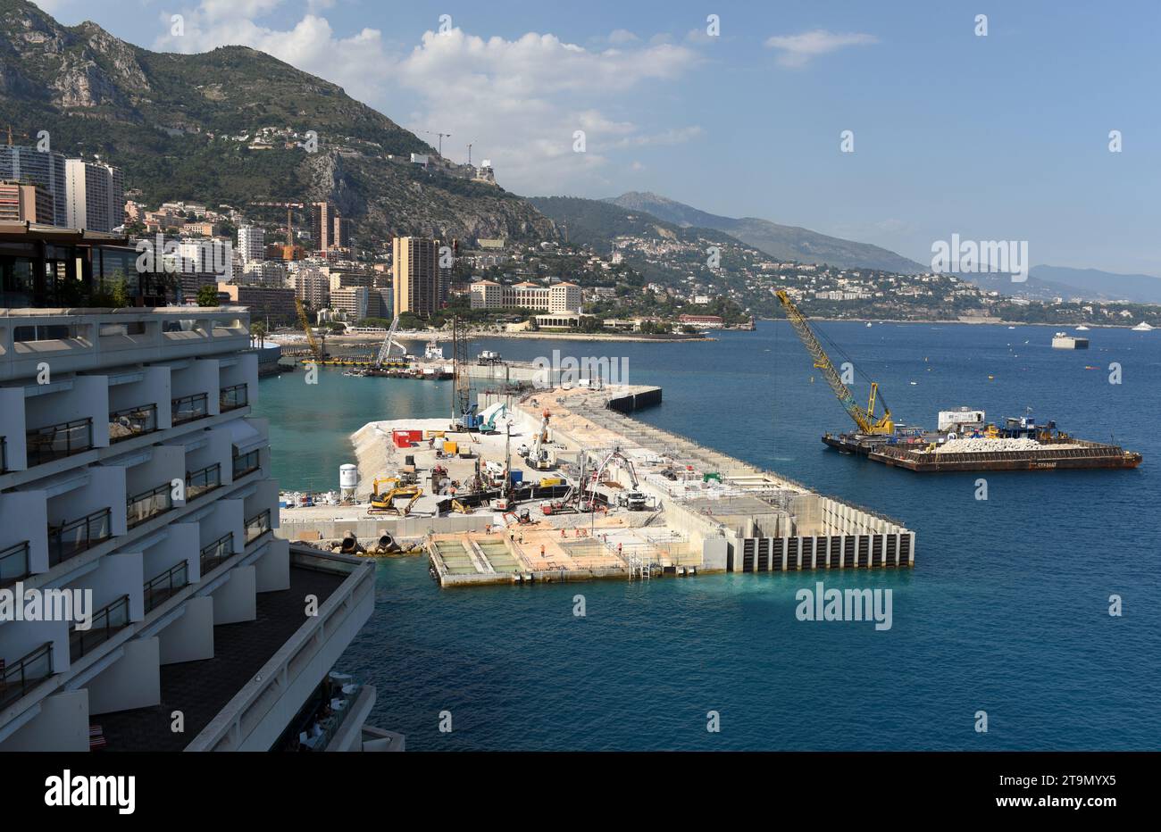 Monaco - June 17, 2019: Building construction on the coast of Monaco ...