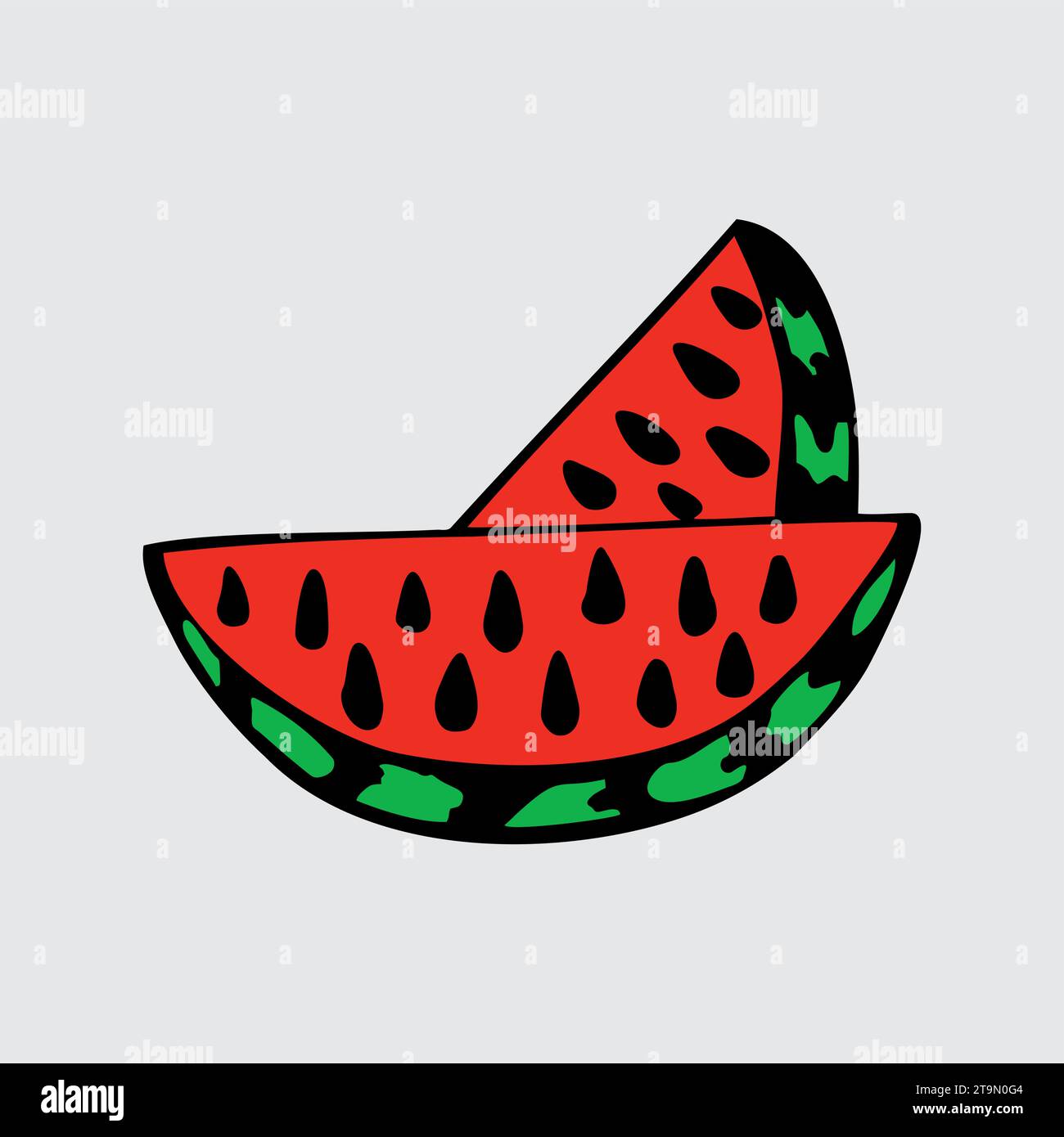 Two Slices Of Watermelon Isolated On Gray Background Doodle Style Stock Vector Image And Art Alamy