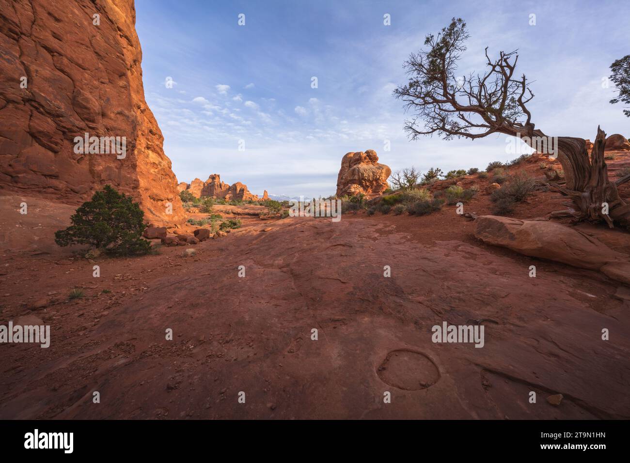 hiking the windows loop trail in arches national park in utah, usa ...