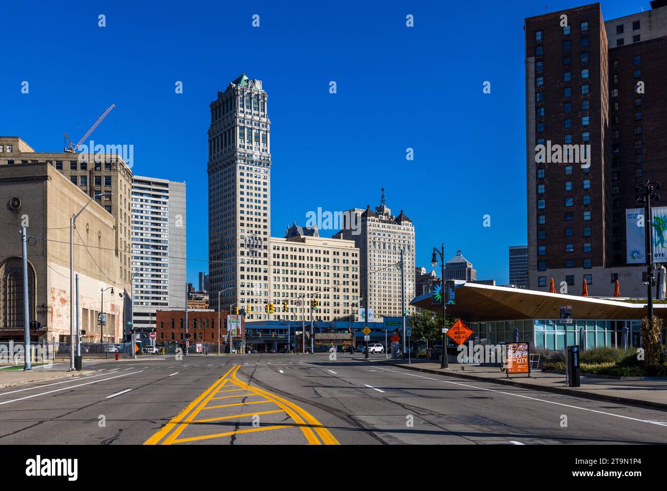 The Book Tower as seen from Grand River Avenue in Detroit, United ...