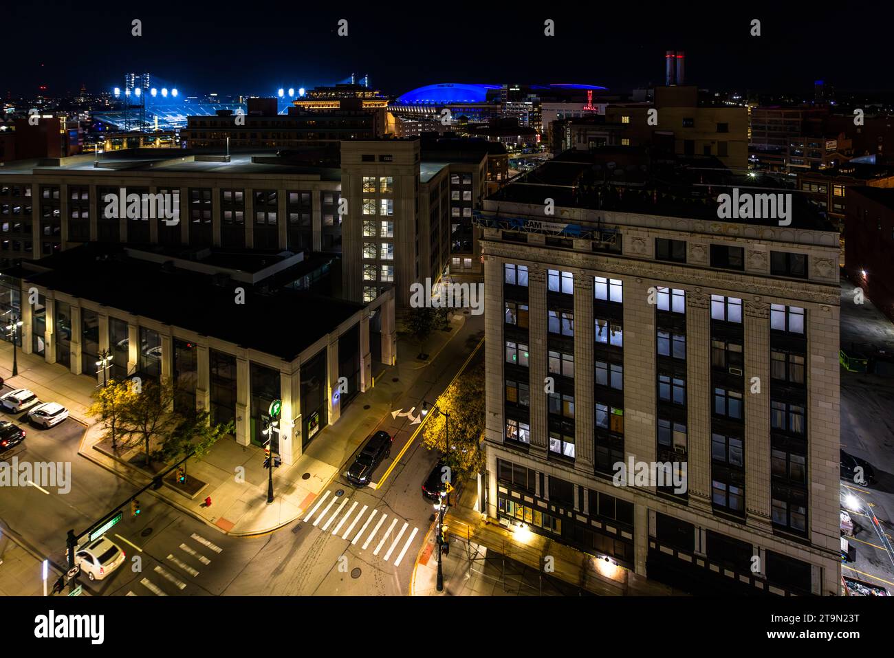 Detroit, United States by night Stock Photo - Alamy