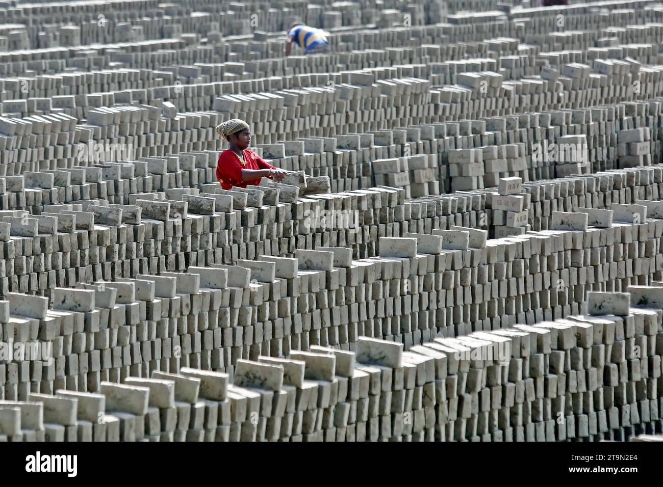 Dhaka, Wari, Bangladesh. 25th Nov, 2023. Laborer work at a brickyard ...